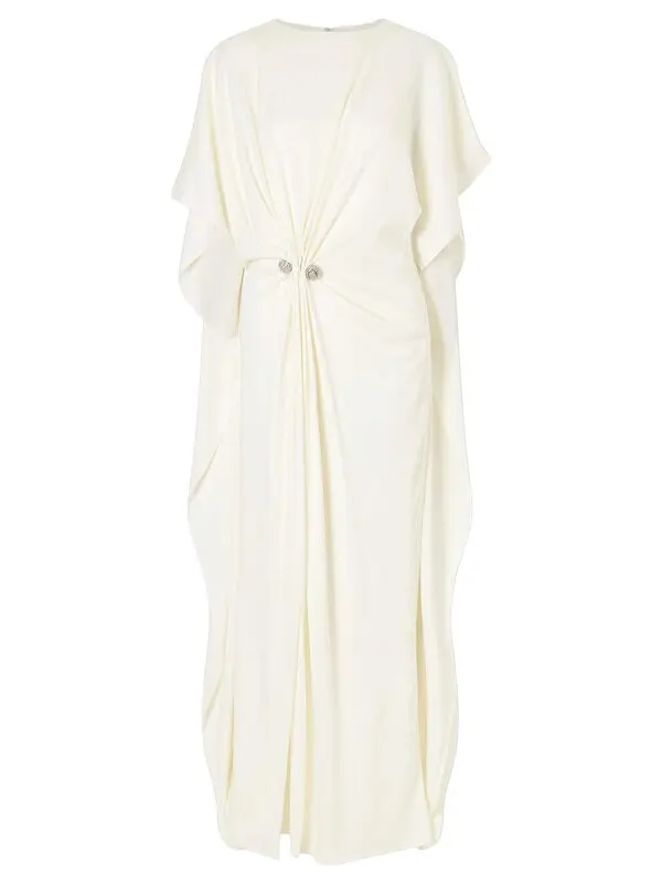 Brandon Maxwell Draped Embellished Crepe Midi Dress - Ivory