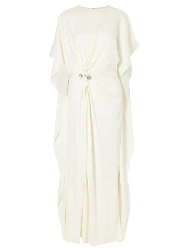 Brandon Maxwell Draped Embellished Crepe Midi Dress - Neutrals