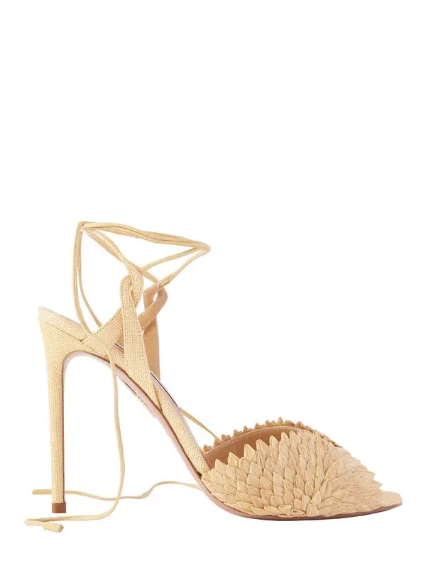 AQUAZZURA Rio Flirt Raffia Sandals - Neutral