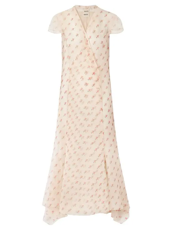 Khaite Meera Floral-print Silk-organza Midi Dress - Baby Pink