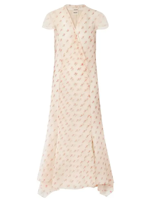 Khaite Meera Floral-print Silk-organza Midi Dress - Pink