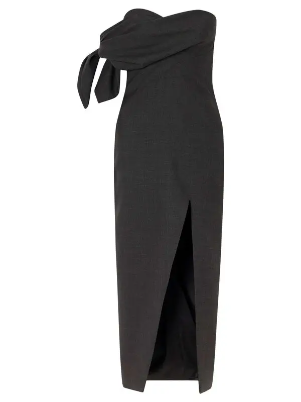 Givenchy Bow-detailed Wool Midi Dress - Dark Gray