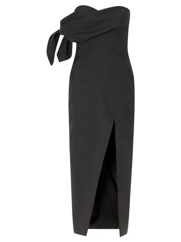 Givenchy Bow-detailed Wool Midi Dress - Gray