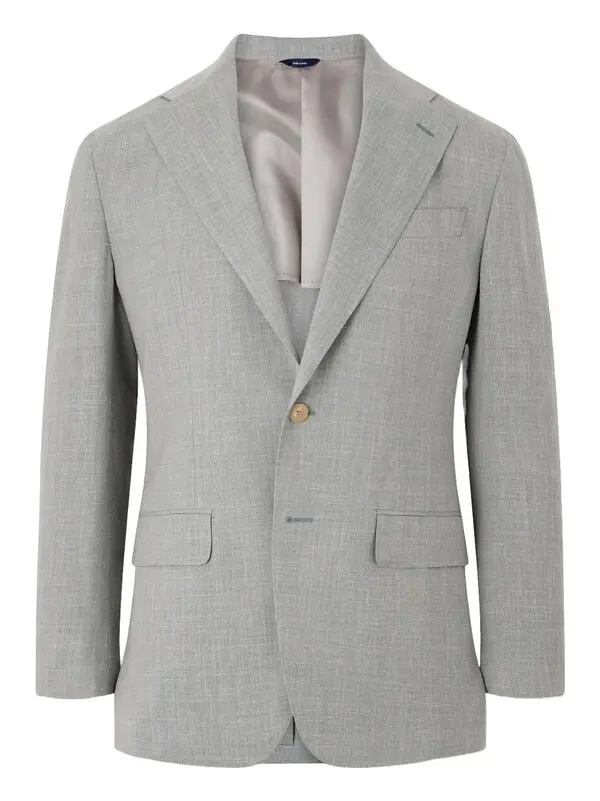 Thom Sweeney Wool, Silk And Linen-blend Blazer - Green