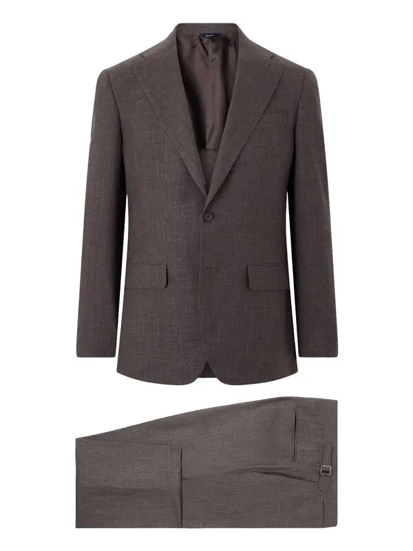 Thom Sweeney Wool, Linen And Silk-blend Suit - Brown