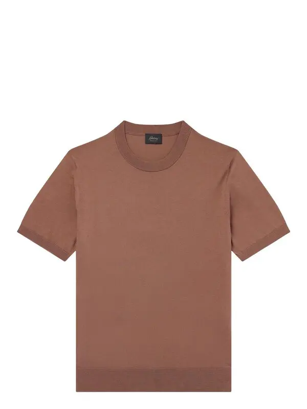 Brioni Knitted Cotton T-shirt - Brown