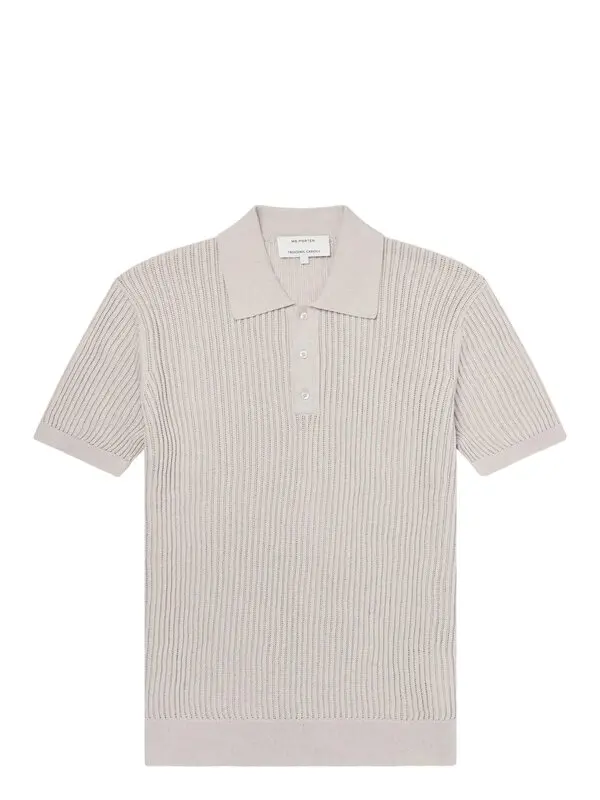Frescobol Carioca Vidal Ribbed Cotton And Linen-blend Polo Shirt - Beige