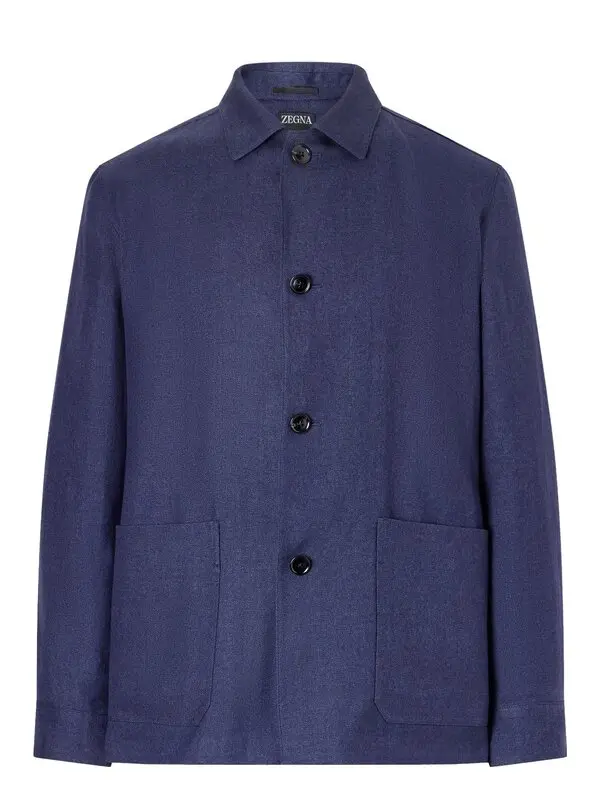 Zegna Wool And Linen-blend Chore Jacket - Blue