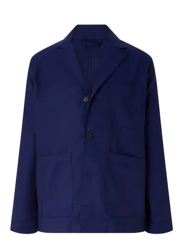 Frescobol Carioca Lima Linen And Wool-blend Suit Jacket - Blue