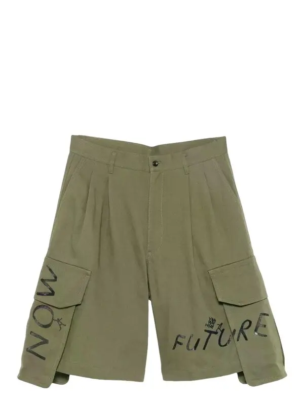 Comme Des Garçons Slogan-print Cargo Shorts - Green