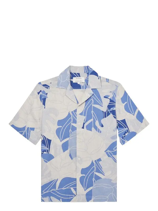 Frescobol Carioca Roberto Camp-collar Printed Linen Shirt - Blue