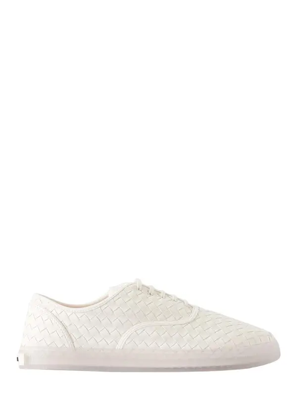 Bottega Veneta Intrecciato Leather Sneakers - White