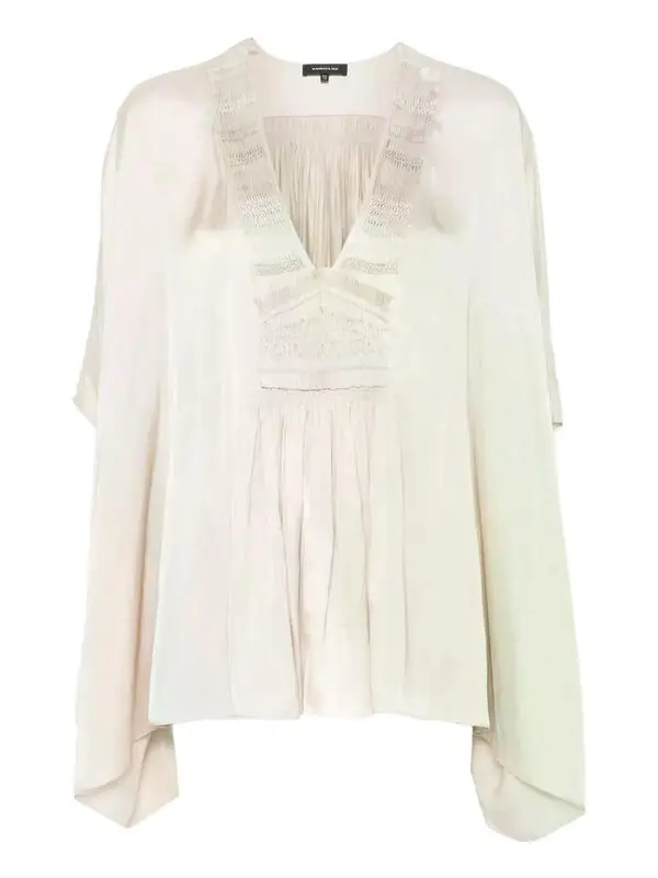 Barbara Bui Smocked Pleated Top - Neutrals