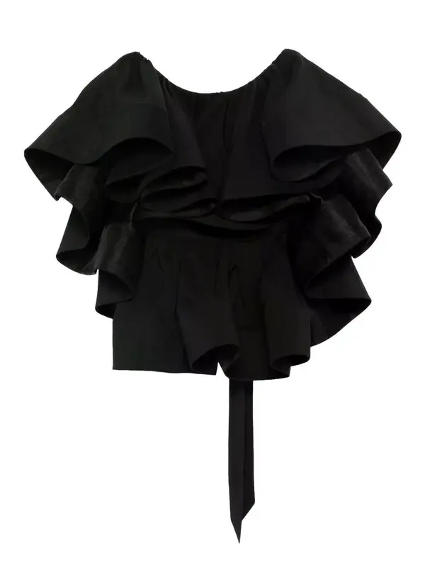 Viktor & Rolf Ruffled Short Sleeve Blouse - Black