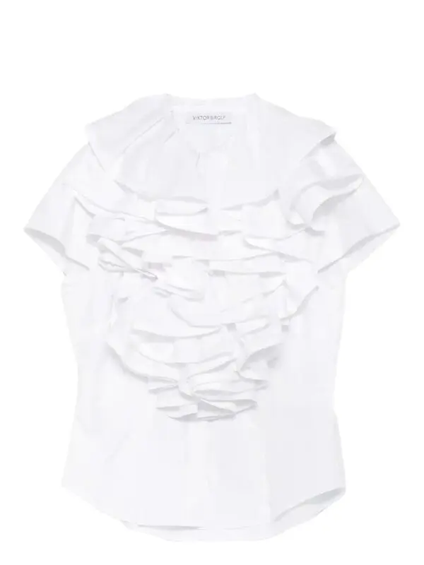 Viktor & Rolf Jabot Short Sleeve Shirt - White