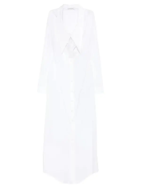 Viktor & Rolf Dragged Neckline Shirt Dress - White