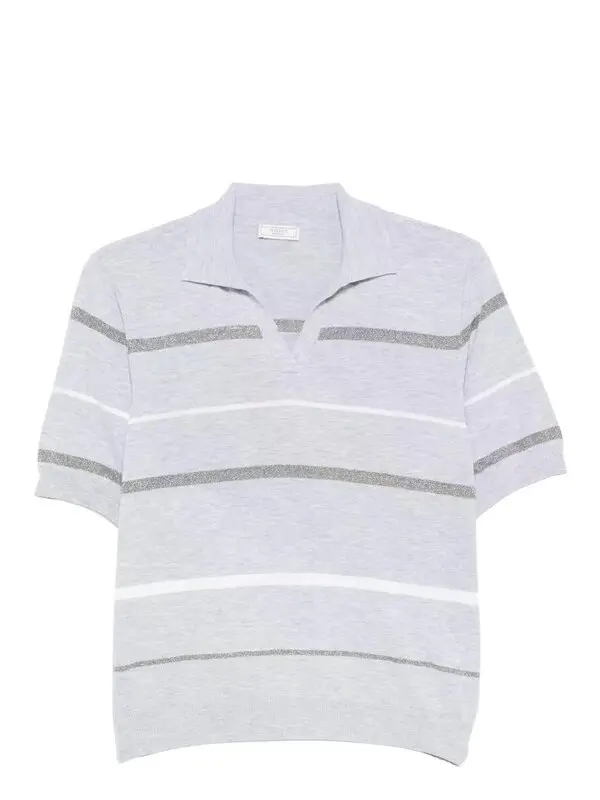 Peserico Striped Polo Top - Grey