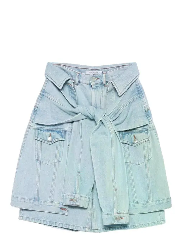 Viktor & Rolf Bow Drape Denim Shorts - Blue
