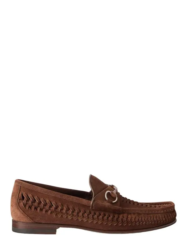 Gucci Horsebit-embellished Woven Loafers - Brown