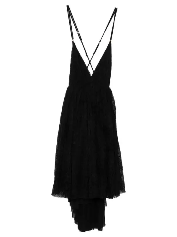 Elisabetta Franchi Lace Asymmetric Mini Dress - Black