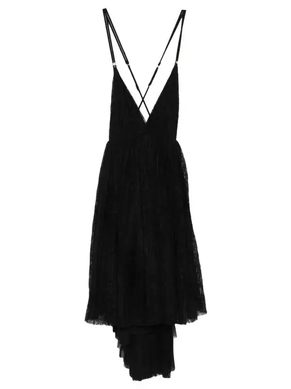 Elisabetta Franchi Lace Asymmetric Mini Dress - Black