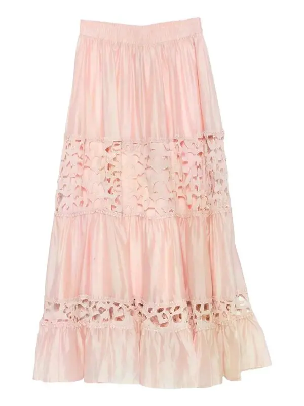 CENERE GB Lace-cutout Maxi Skirt - Pink