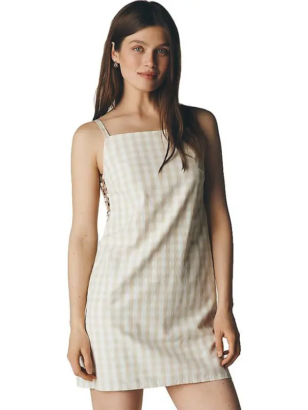 Avec Les Filles Gingham Mini Shift Dress - Neutral Pattern