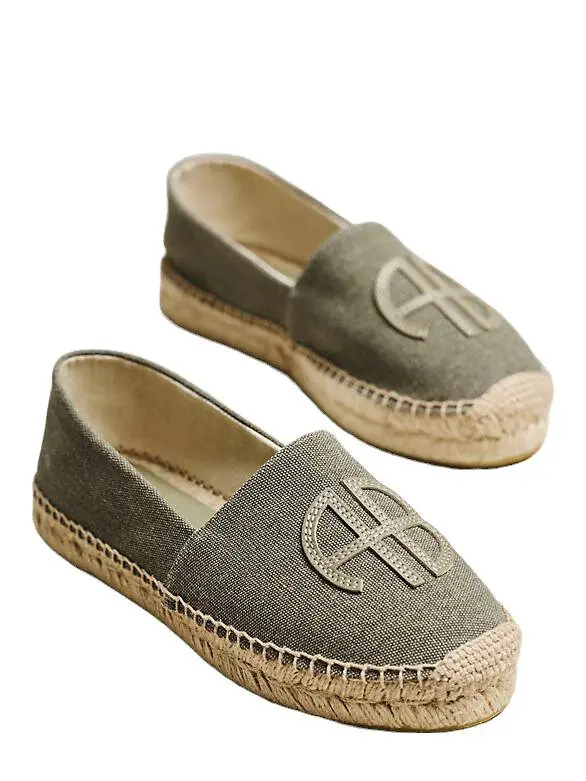 ANINE BING Paloma Embossed Logo Espadrilles - Desert Sage