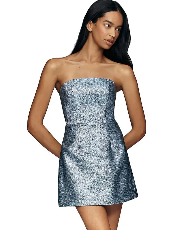 Dress The Population Scottie Shimmer Mini Dress - Sky