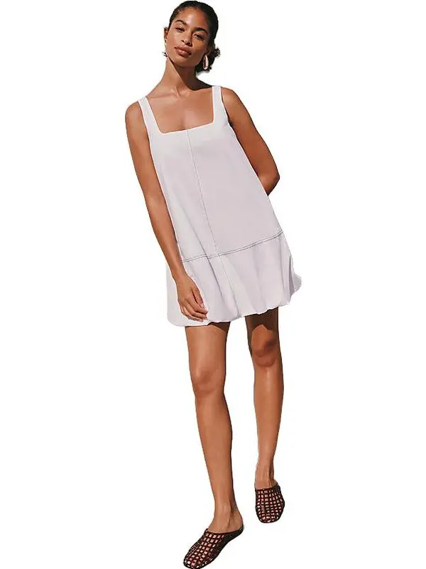 Maeve Poplin Bubble Mini Dress - White