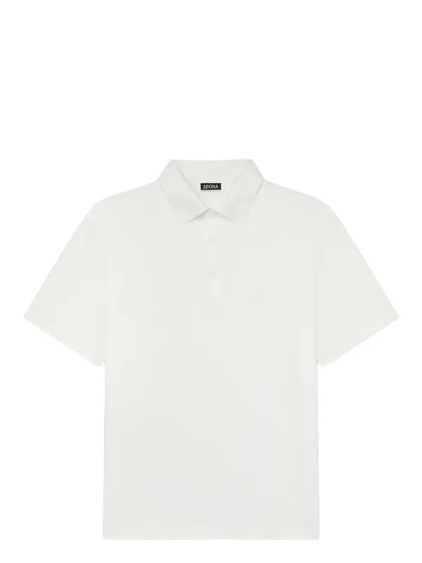 Zegna Embroidered Cotton-piqué Polo Shirt - White