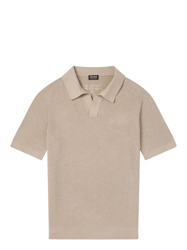 Zegna Slim-fit Cotton-piqué Polo Shirt - Cream