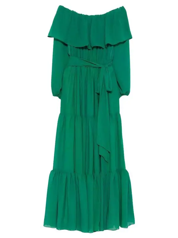 ALESSANDRO LEGORA Balze Ruffled Off-the-shoulder Maxi Dress - Green