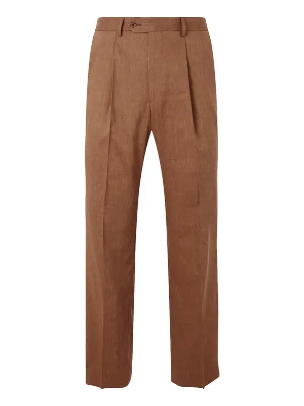Frescobol Carioca Pleated Straight-leg Suit Trousers - Brown
