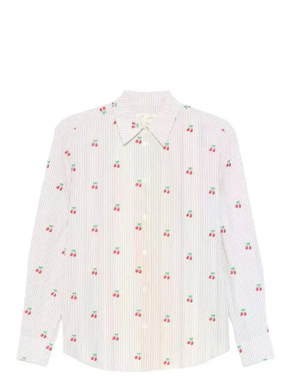 MC2 SAINT BARTH Cherry-print Striped Shirt - Neutrals