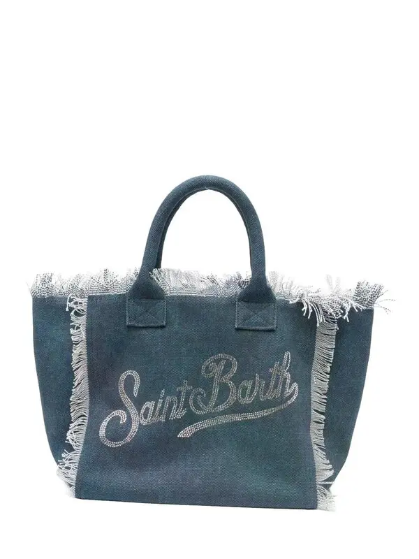 MC2 SAINT BARTH Crystal-embellished Frayed Tote - Blue