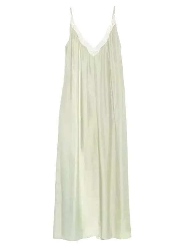 ALYSI Lace-trim Gathered Maxi Dress - Green