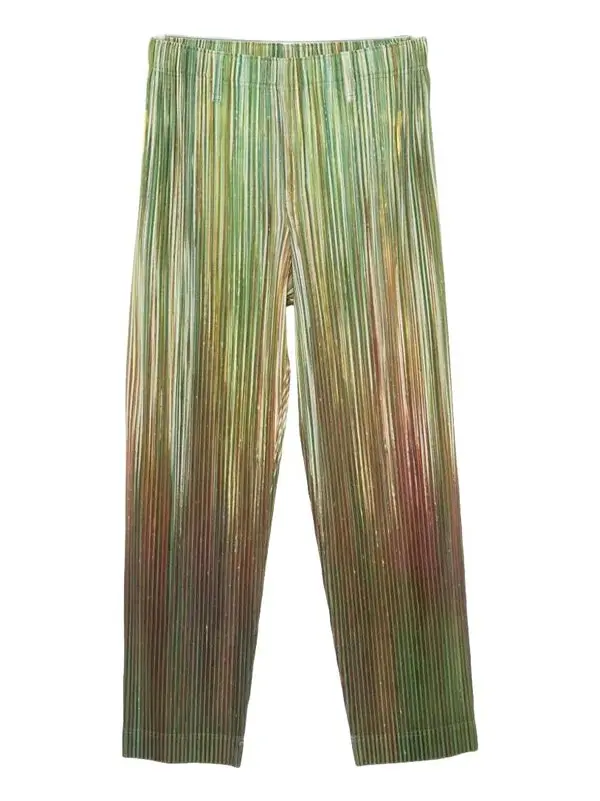 Issey Miyake Pleated Striped Trousers - Green