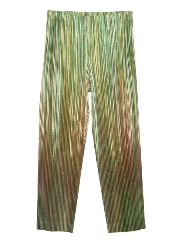 Issey Miyake Pleated Striped Trousers - Green