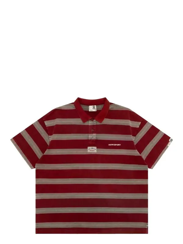 AAPE BY *A BATHING APE Striped Logo-patch Polo Shirt - Red