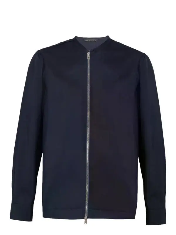 LOW BRAND Collarless Zip-up Jacket - Blue