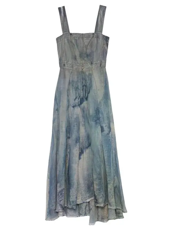 Masnada Tie-dye Pleated Maxi Dress - Blue