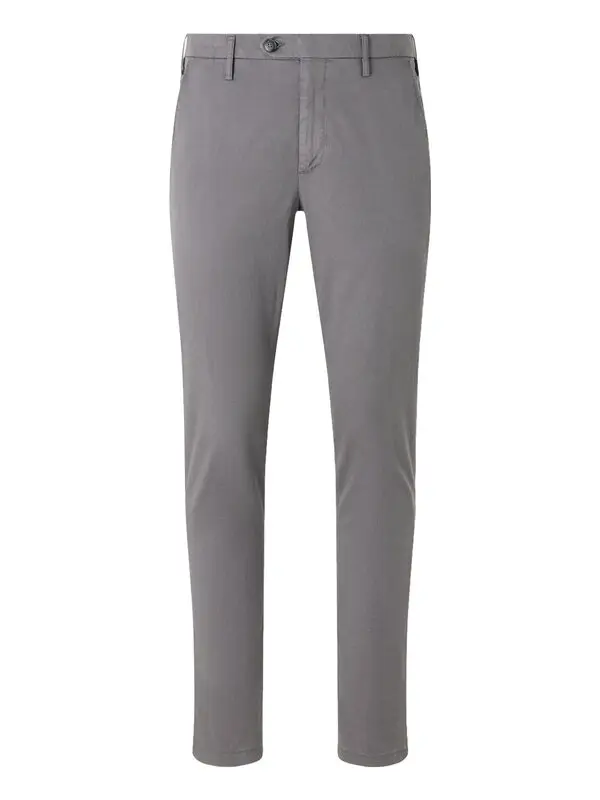 Canali Slim-fit Stretch Cotton-blend Gabardine Trousers - Gray