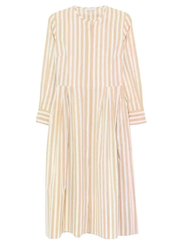 Antonelli Firenze Striped Pleated Dress - Neutrals