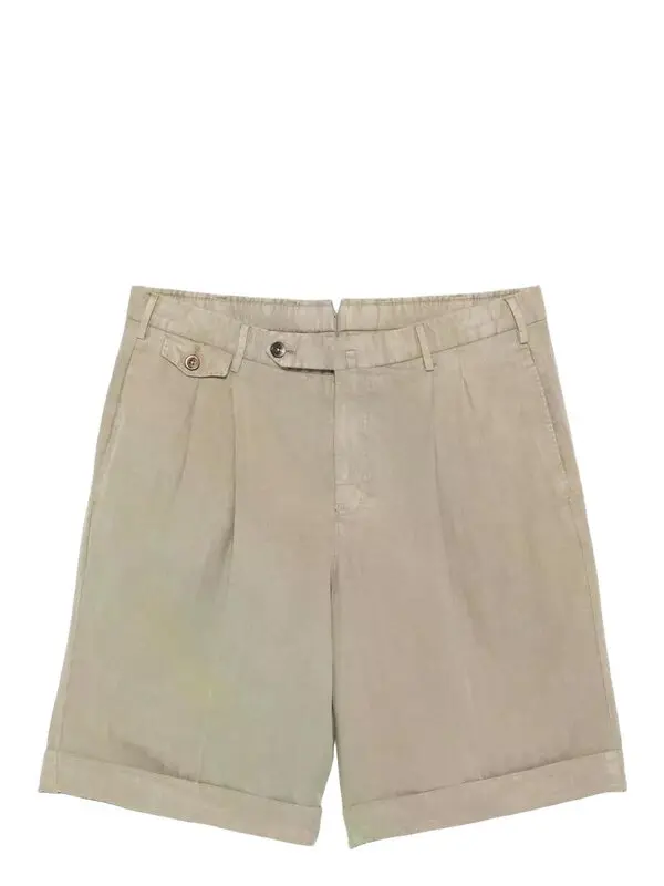 PT TORINO Pleated Turn-up Shorts - Neutrals