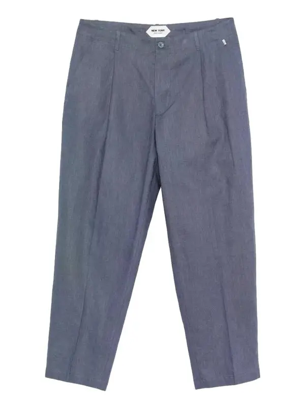 NEW YORK RESIDENT Andrew Pleated Cotton Trousers - Blue