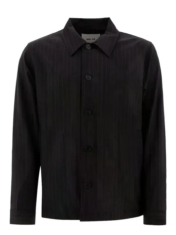Nn07 Stripe-pattern Shirt Jacket - Black