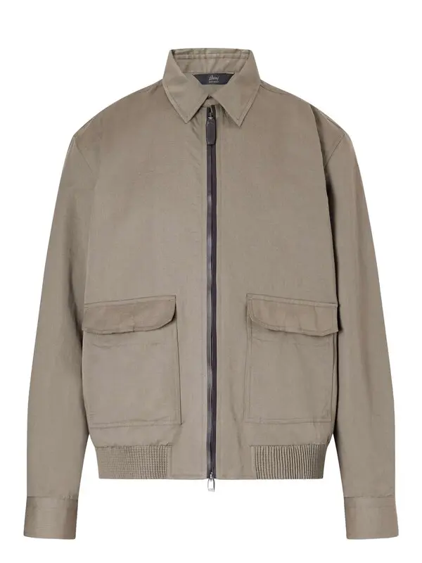 Brioni Linen And Cotton-blend Bomber Jacket - Beige