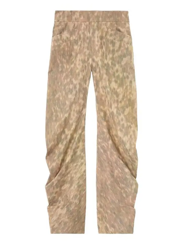 GANNI Leopard Print Flared Trousers - Neutrals