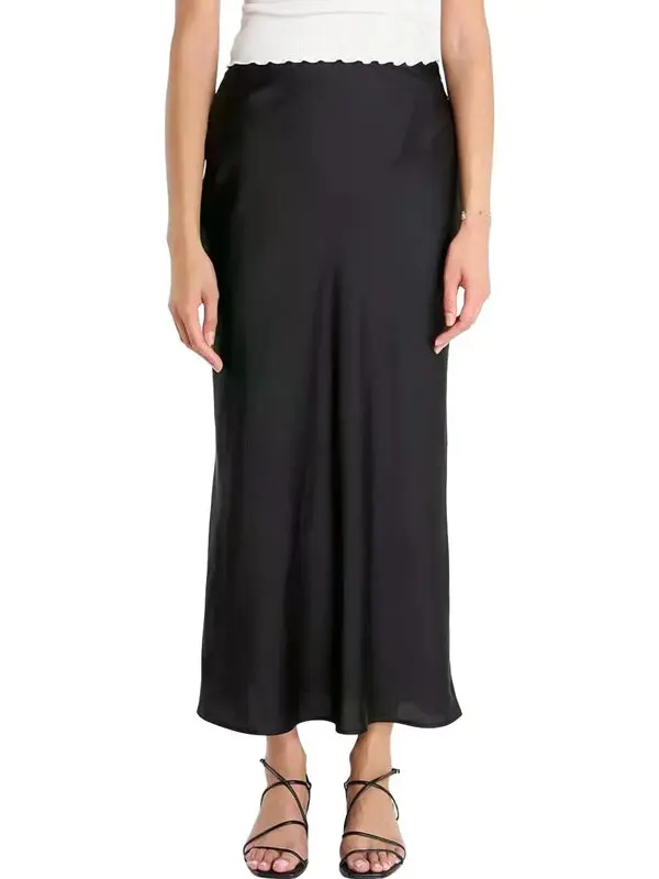 Guess Sibilla Satin-finish Maxi Skirt - Black